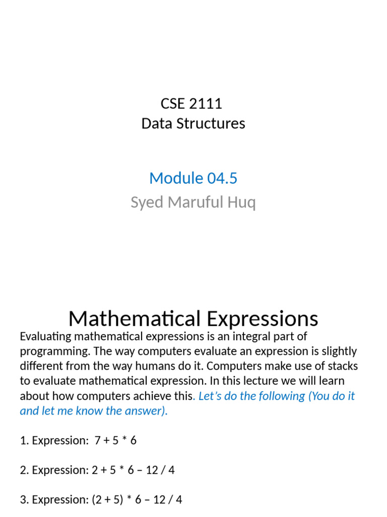 CSE 2111 Data Structures Module 04.5 | PDF | Mathematics | Mathematical ...