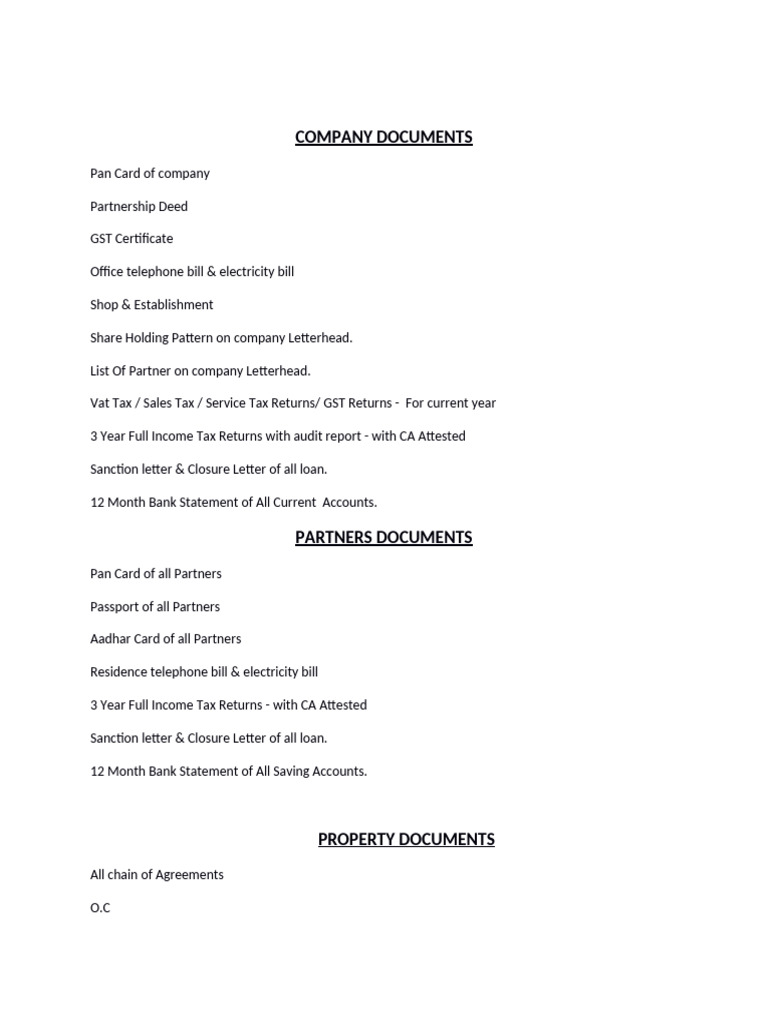 Partnership Document Requirements | PDF