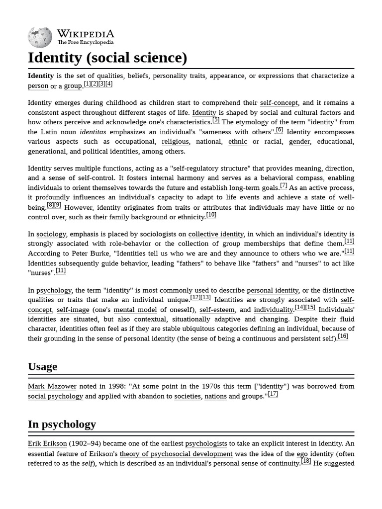 Understanding Identity in Social Science | PDF | Identity (Social ...