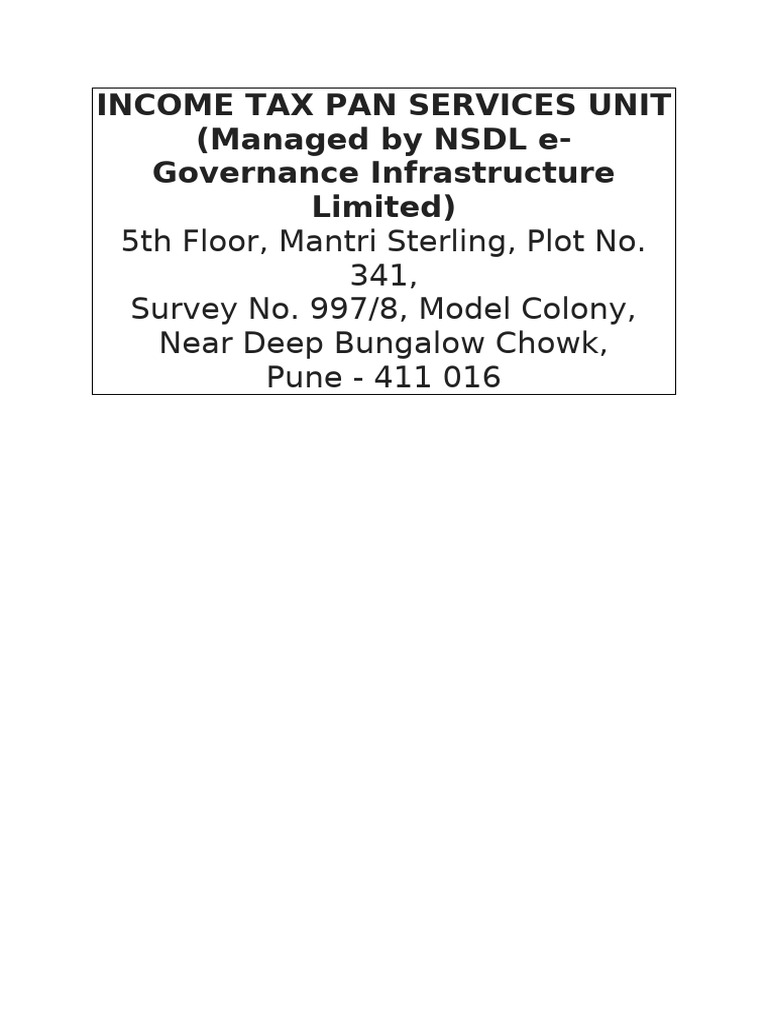 PAN Services Unit Address in Pune | PDF