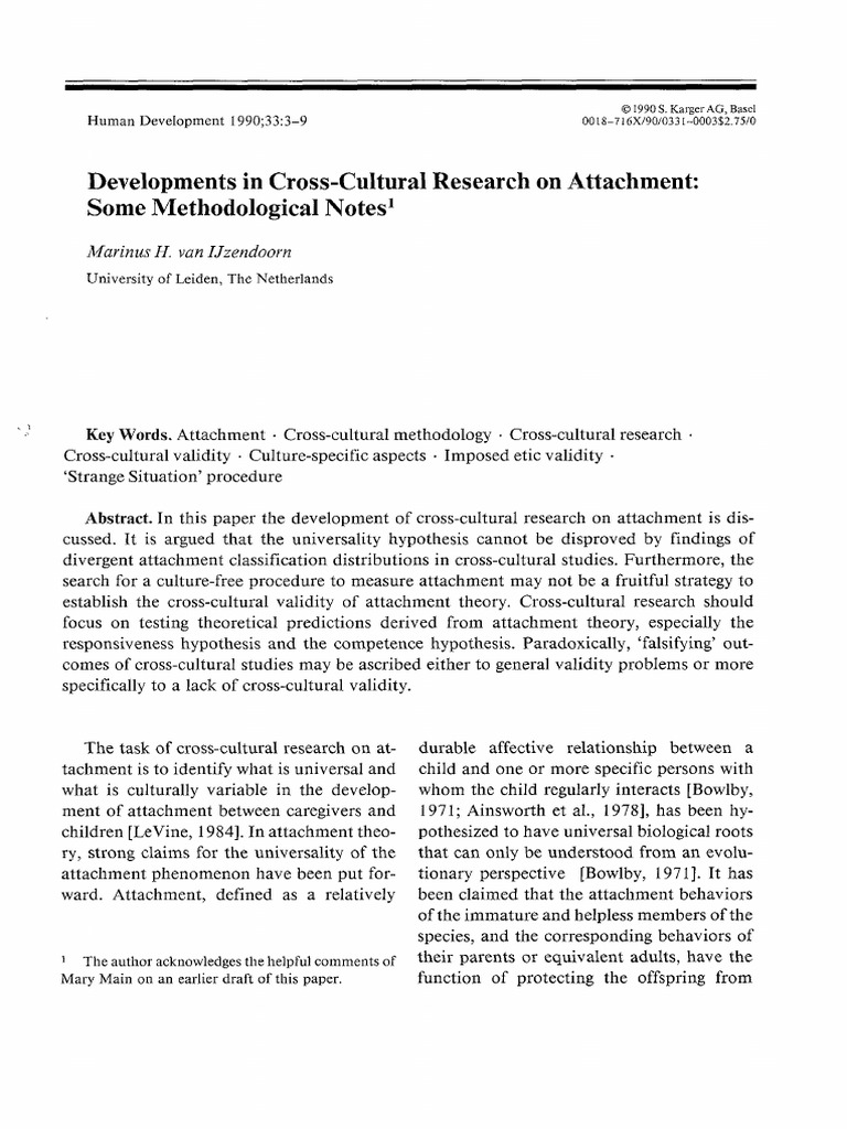Cross-Cultural Attachment Research Insights | PDF | Attachment Theory ...