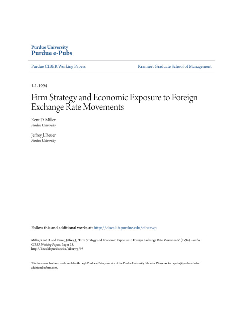 Firm Strategy and Economic Exposure To Foreign Exchange Rate Move | PDF ...