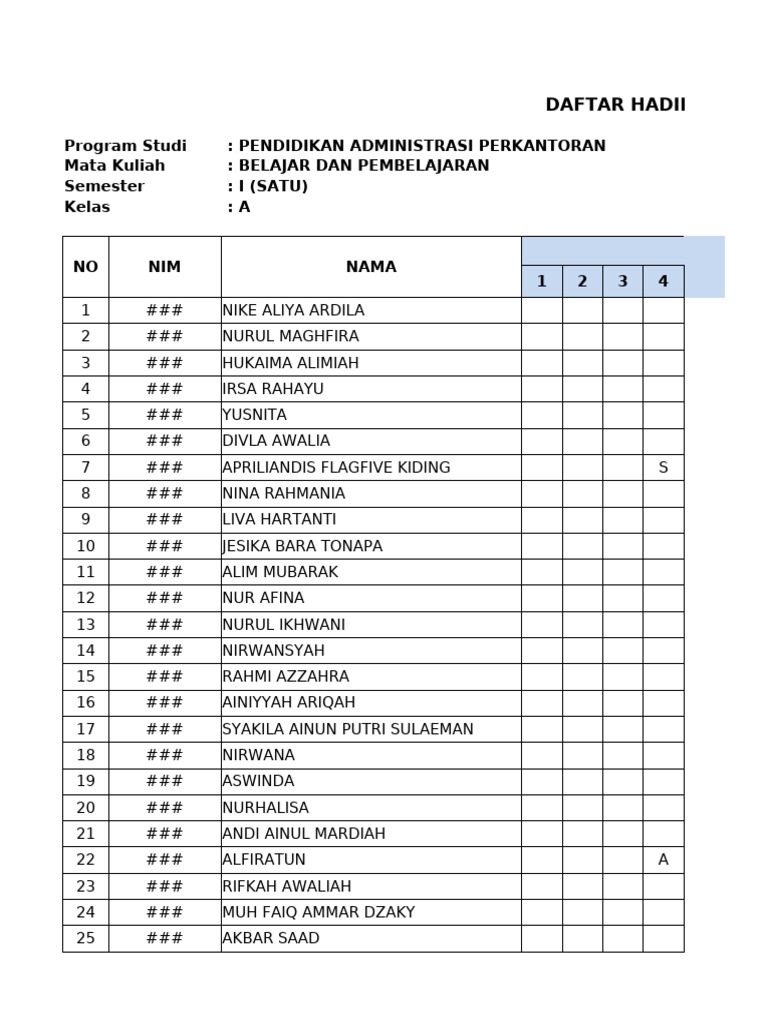 contoh rekap nilai | PDF