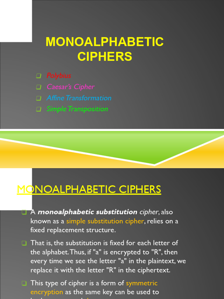 Monoalphabetic Ciphers.pptx | PDF | Cipher | Encryption