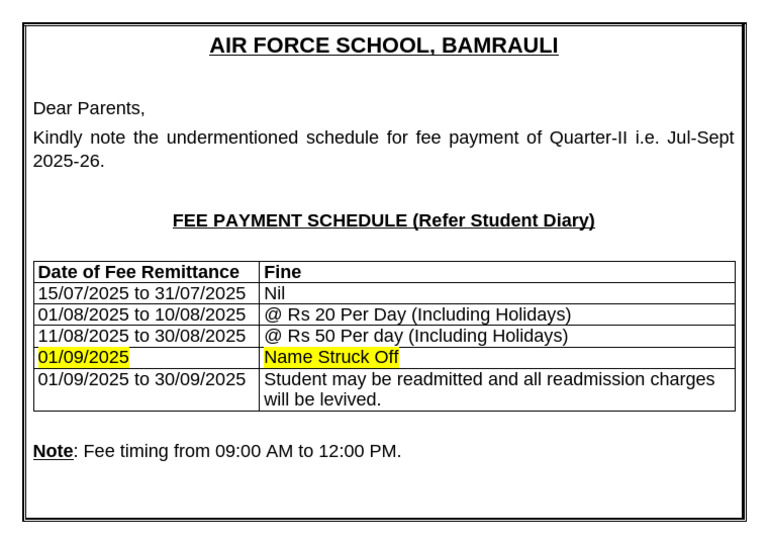 Fee Notice | PDF