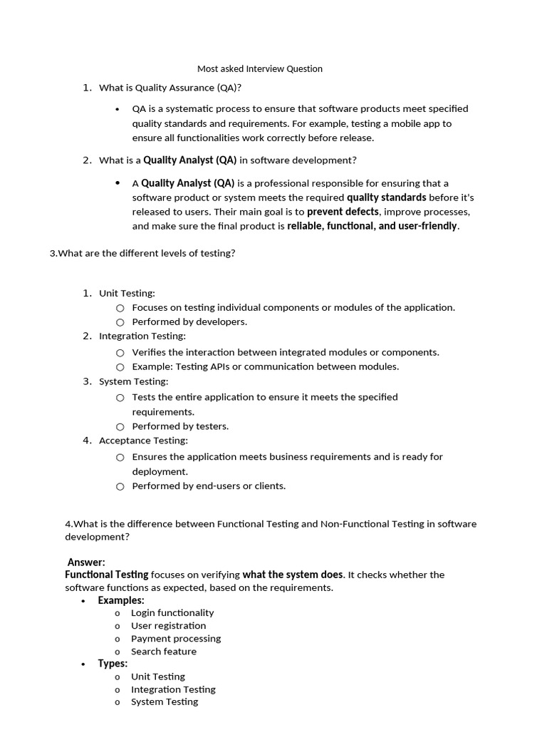 Quality Assurance Interview Insights | PDF | Software Testing ...