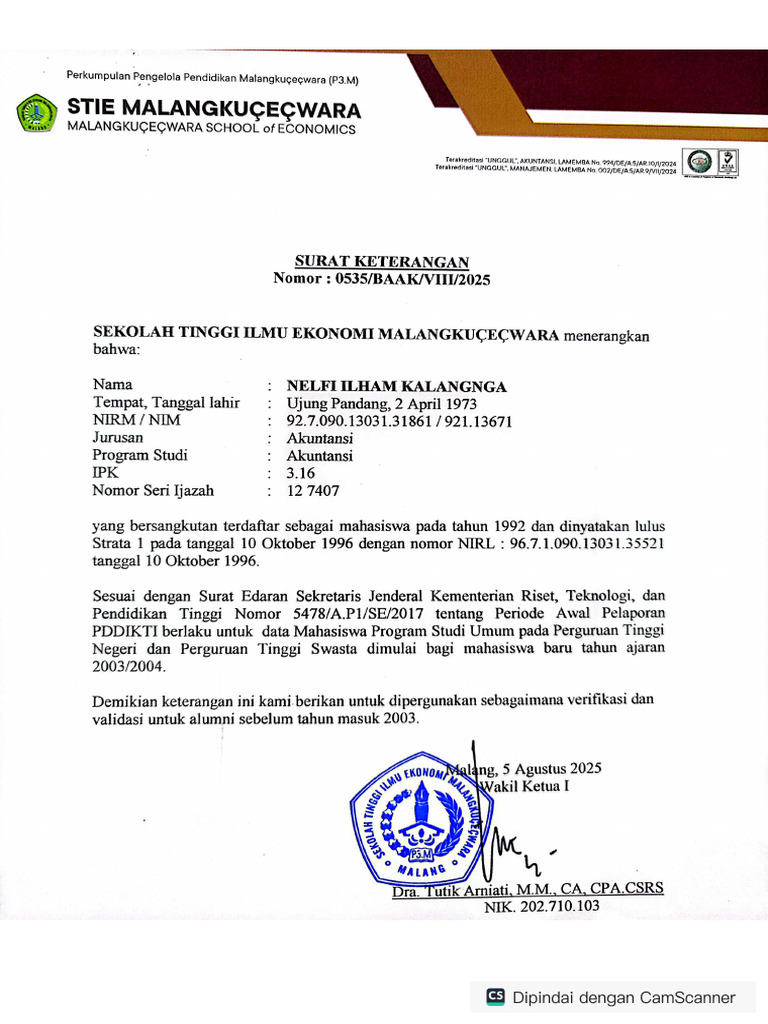 Surat Keterangan Kampus | PDF
