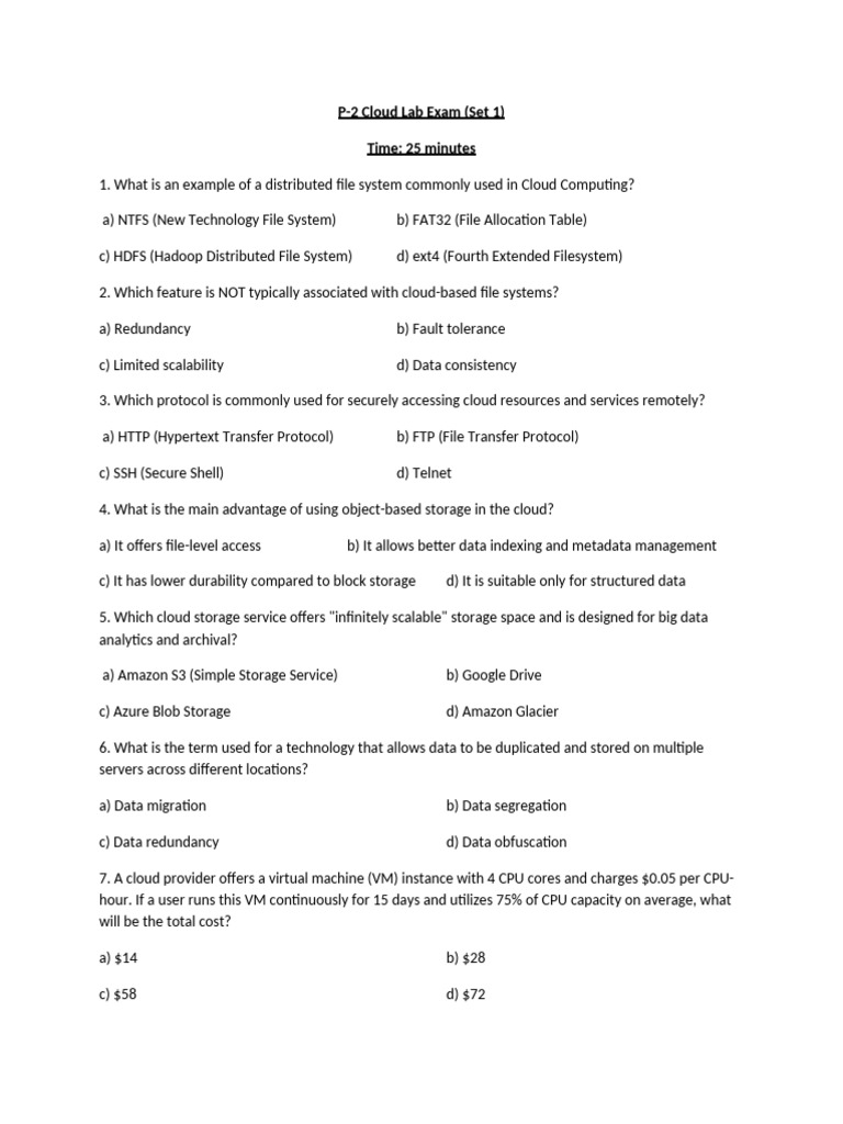 P-2 Cloud Lab Exam Overview | PDF | File System | Cloud Computing