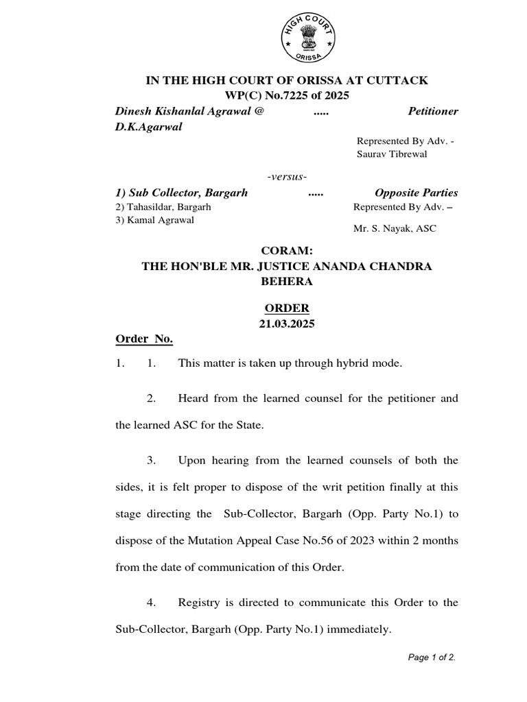 Order on Mutation Appeal Case 2023 | PDF