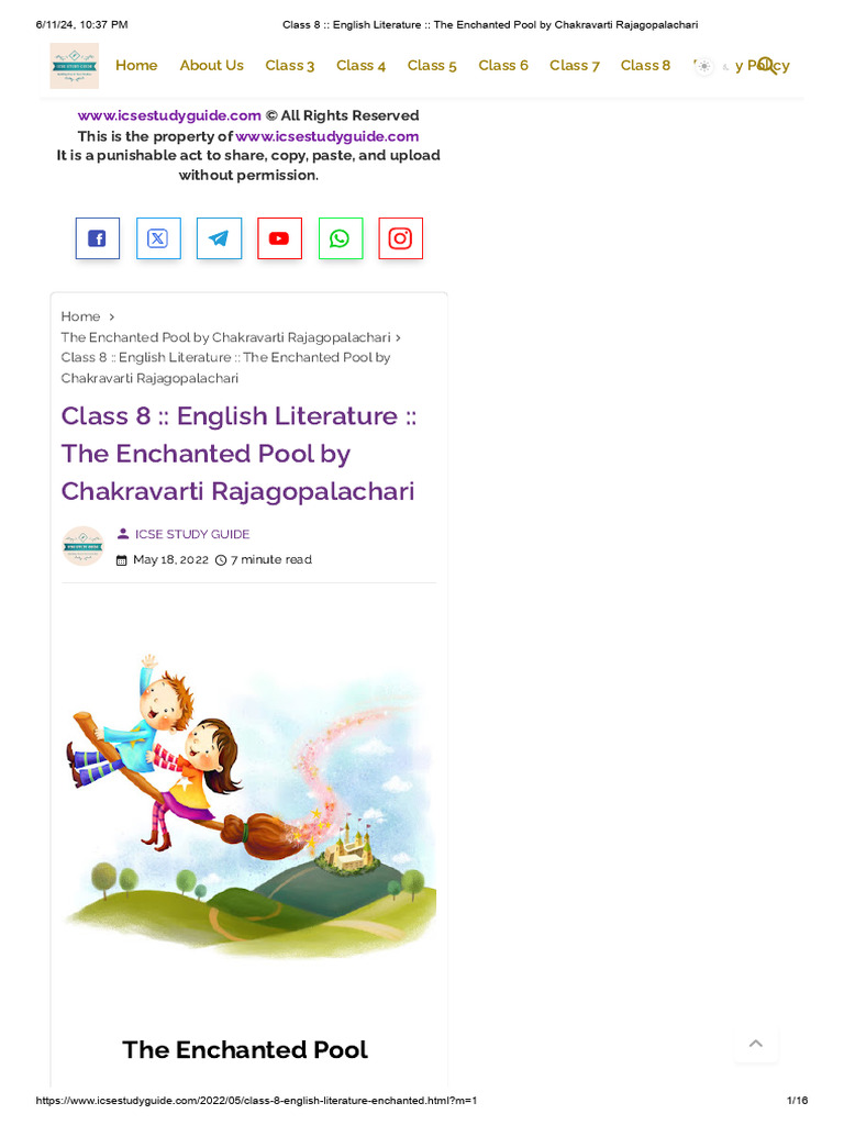 Class 8: The Enchanted Pool Guide | PDF