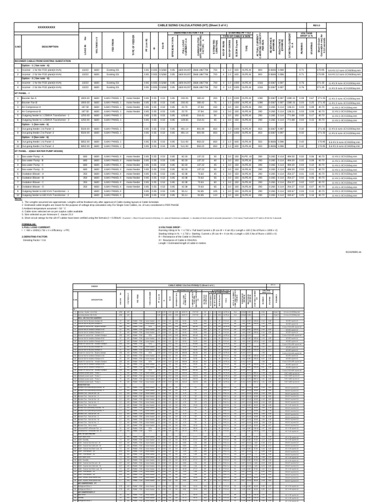 High Tension Cable Sizing Guide | PDF | Transformer | Electricity