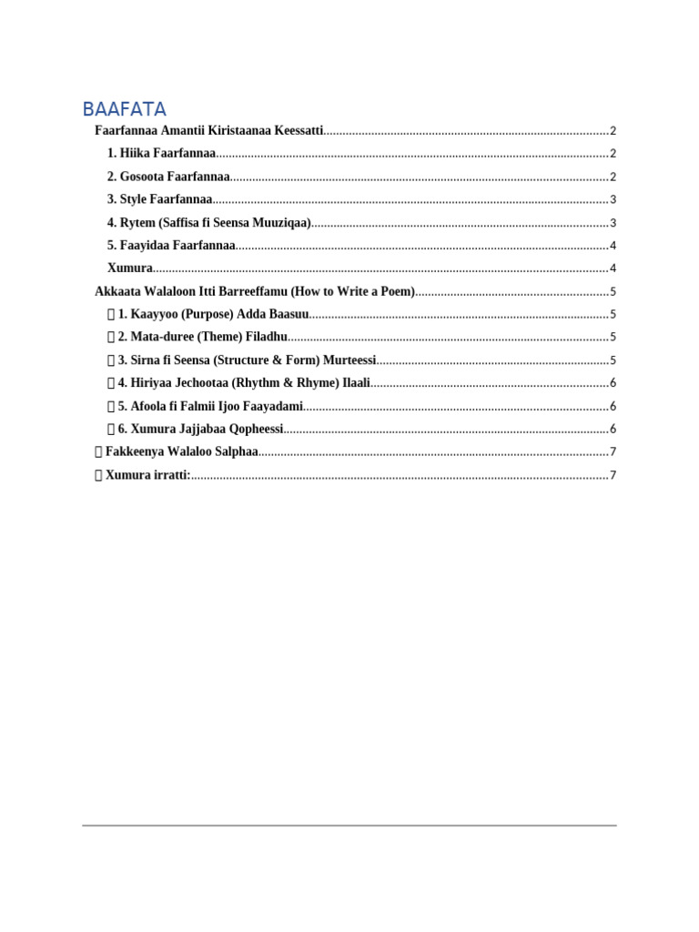 Barnoota Faarfannaa | PDF