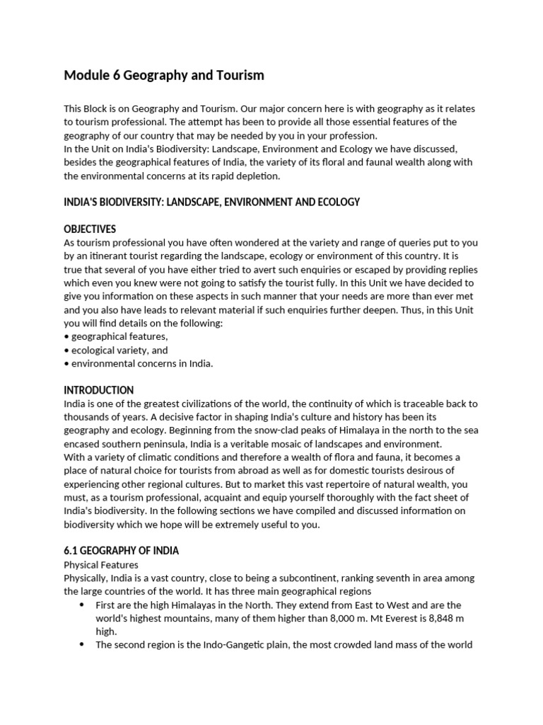 Module 6 Geography and Tourism | PDF | Festival | Biodiversity
