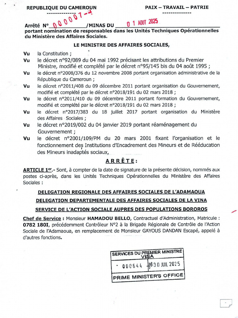 Nomination Des Chefs SASO 2025 | PDF