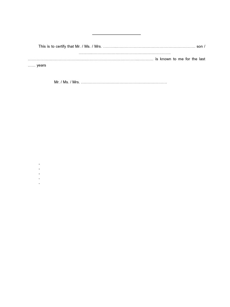 Character Certificate Format Template | PDF