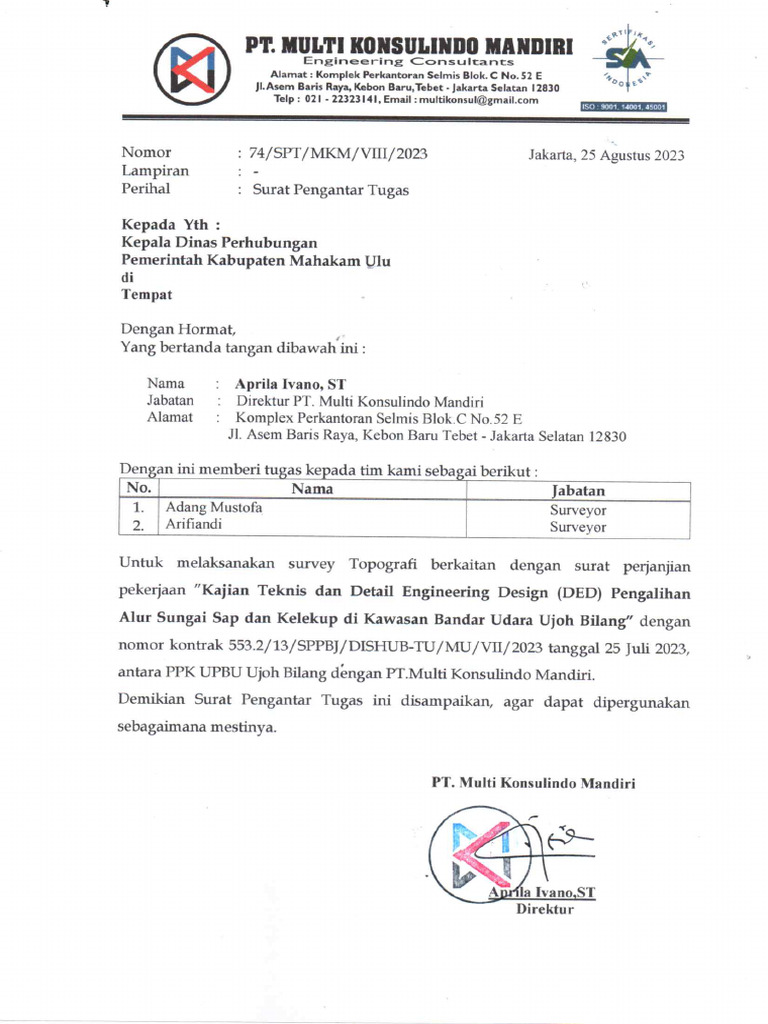SURAT TUGAS MKM MAHAKAM ULU01 | PDF
