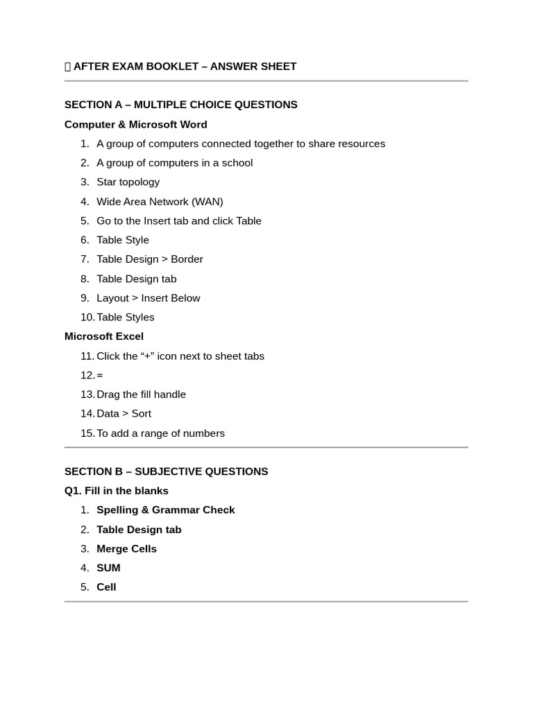 Booklet Answer Scheme | PDF | Microsoft Excel | Software