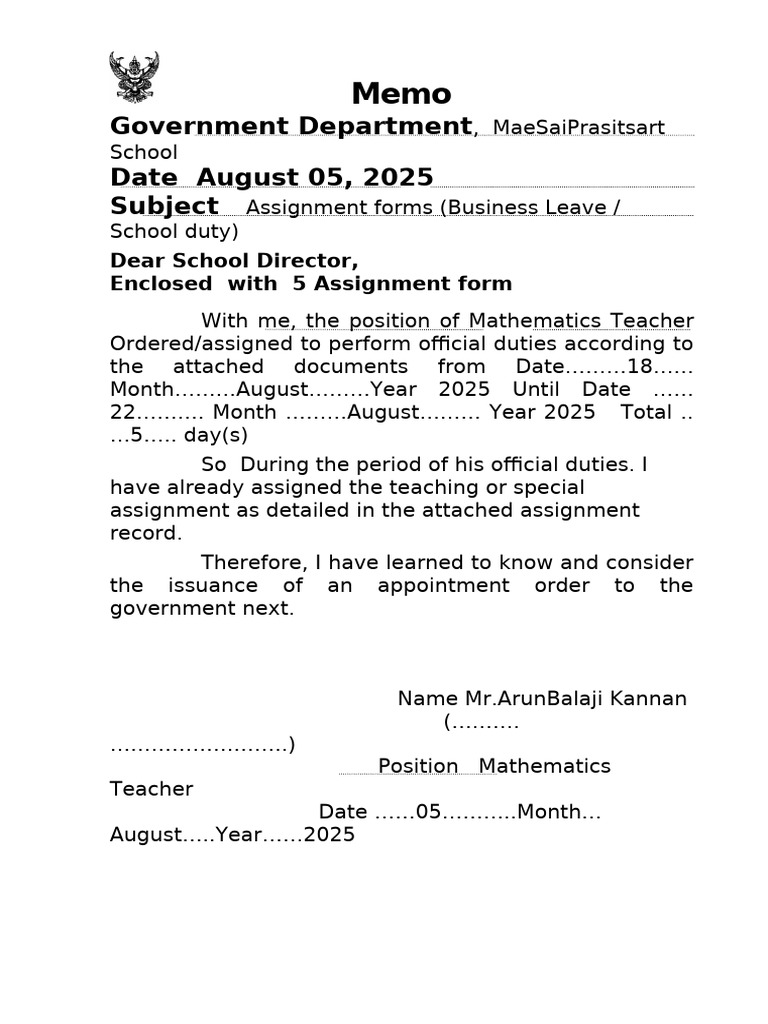 Assignment Forms for Teachers | PDF