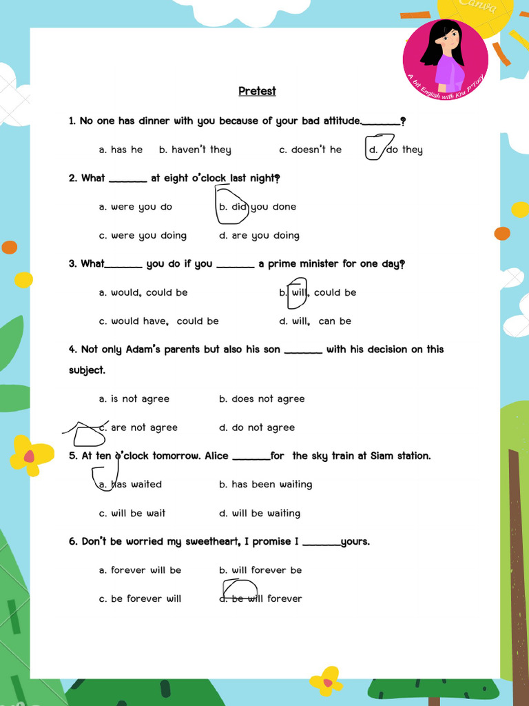 0. Pre-test Grammar | PDF
