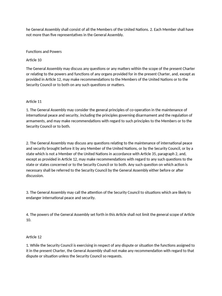 He General Assembly Shall Consist of All The Members of The United ...