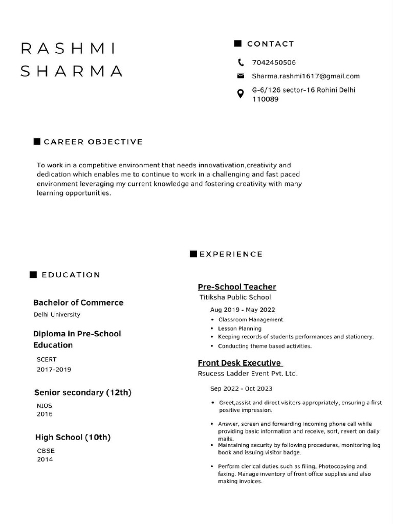 Rashmi cv | PDF