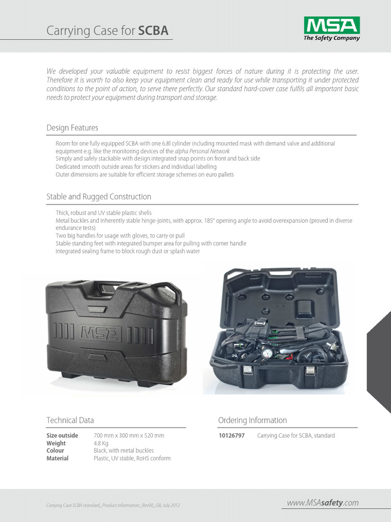 SCBA Carrying Case Specifications | PDF