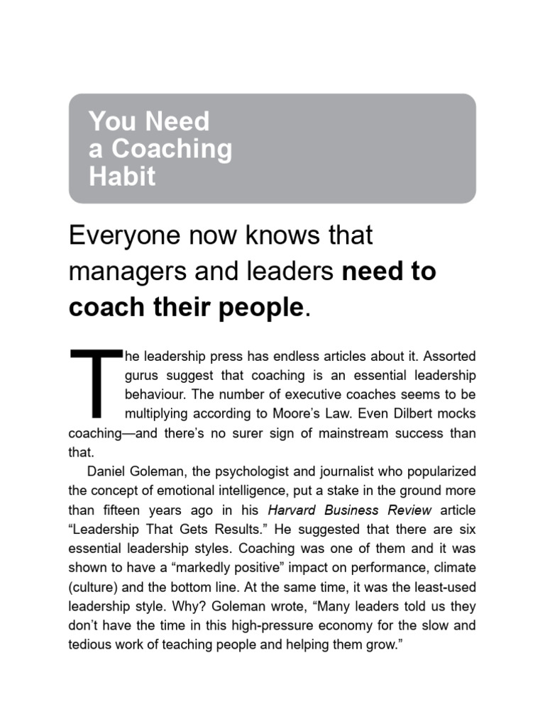 Building a Coaching Habit | PDF | Reason | Psychology