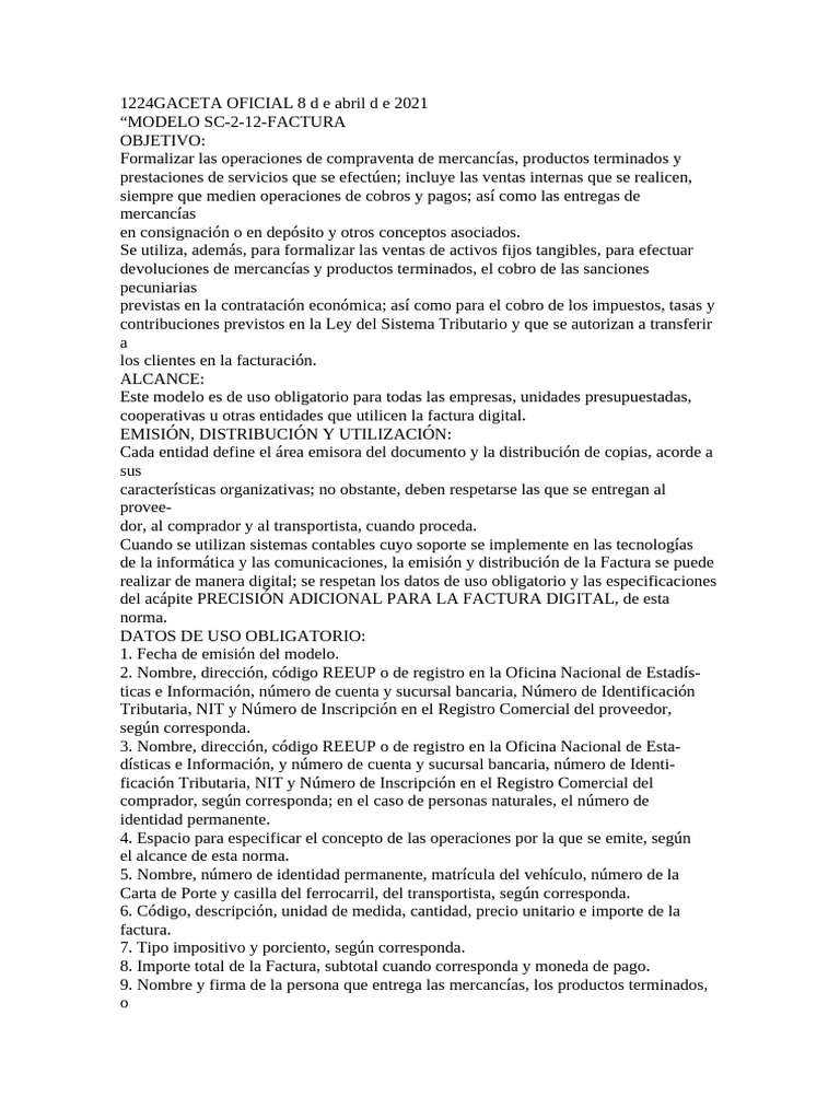 Modelo SC-2-12 de Factura en Cuba | PDF | Factura