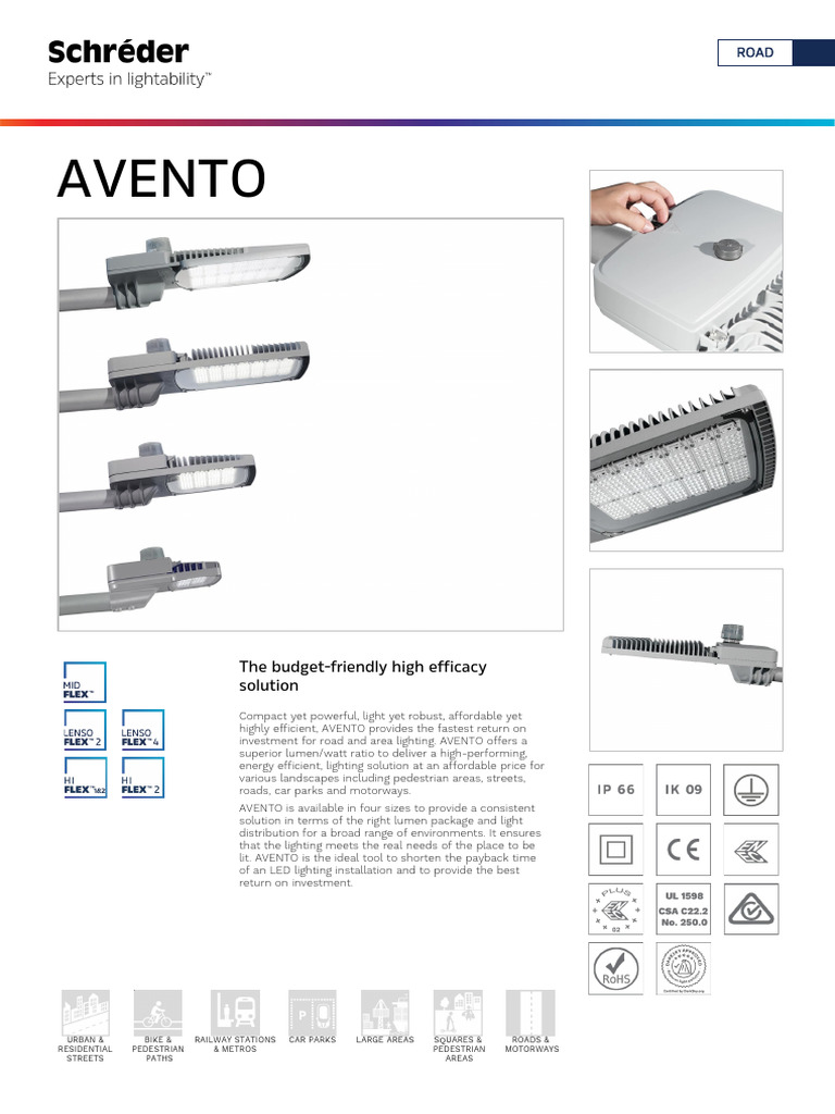 AVENTO ProductSheet en | PDF | Lighting | Light