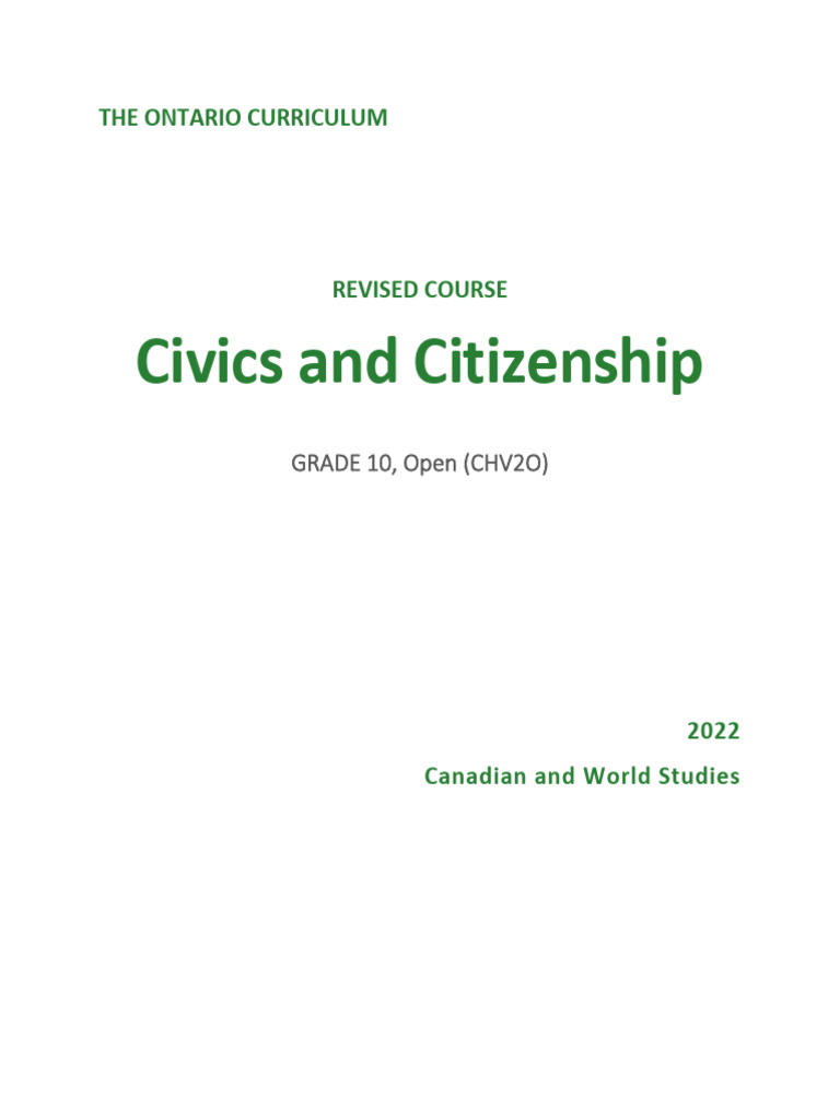 Grade 10 Civics and Citizenship Overview | PDF | Critical Thinking | Canada