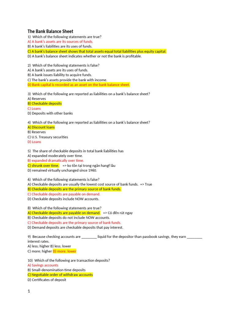 Understanding Bank Balance Sheets | PDF | Banks | Market Liquidity