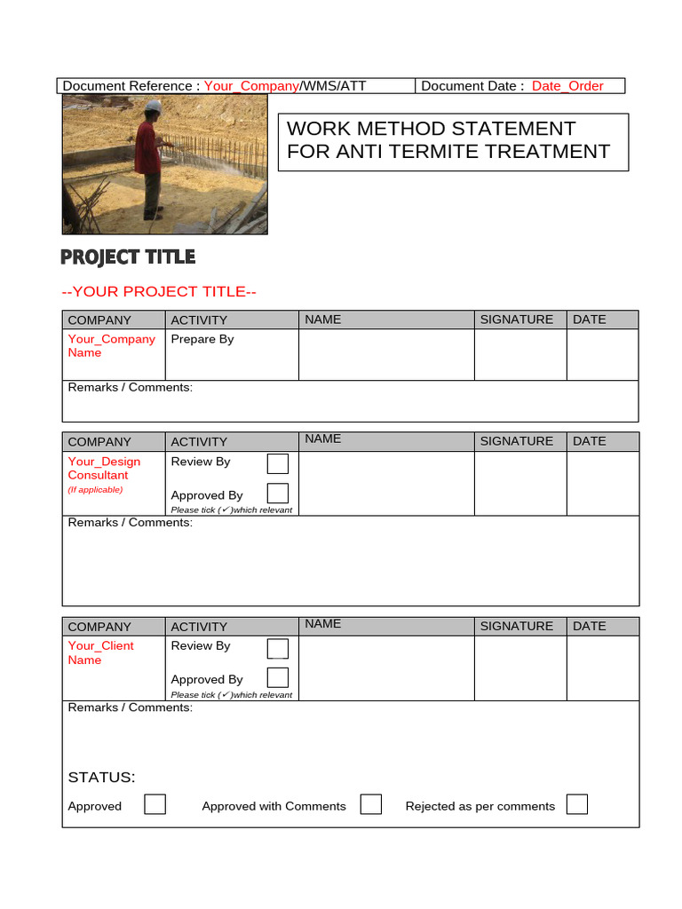 Anti-Termite Treatment Work Method Statement | PDF | Specification ...