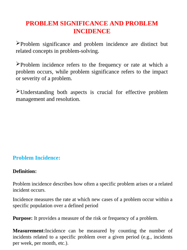 Problem Significance and Incidence Explained | PDF | Incidence ...