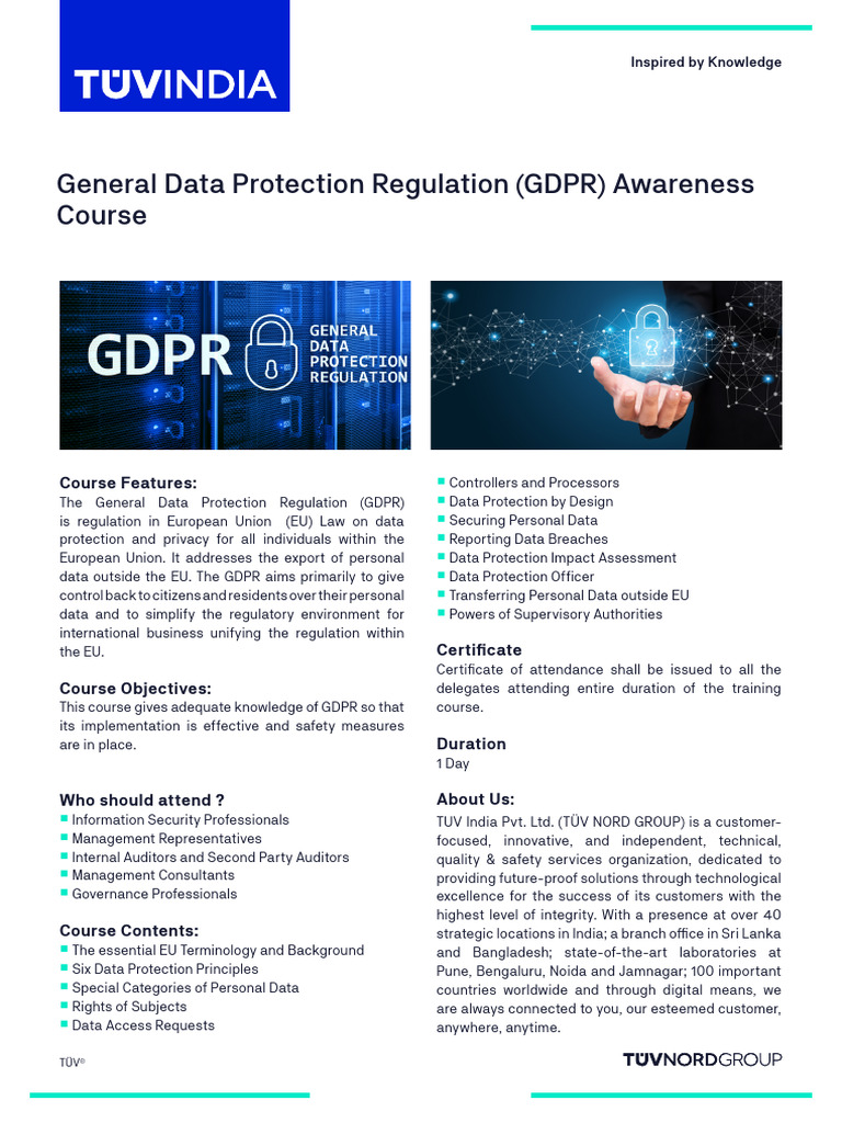 General Data Protection Regulation GDPR Awareness Course | PDF
