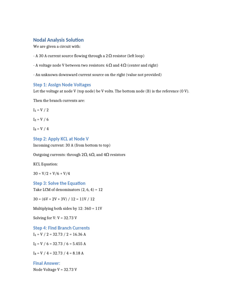 Nodal - Analysis - Solution Good One Please Check | PDF