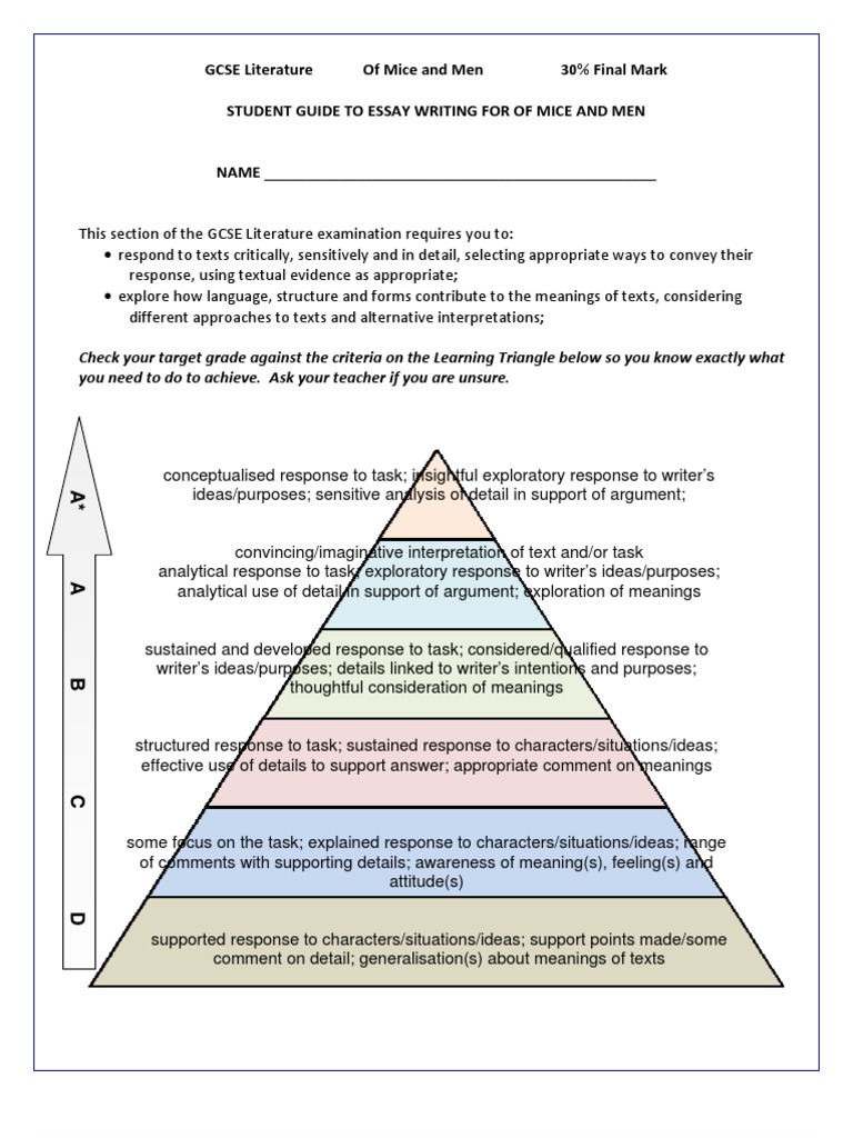 GCSE Literature: A Student Guide to Essay Writing for Of Mice and Men | PDF