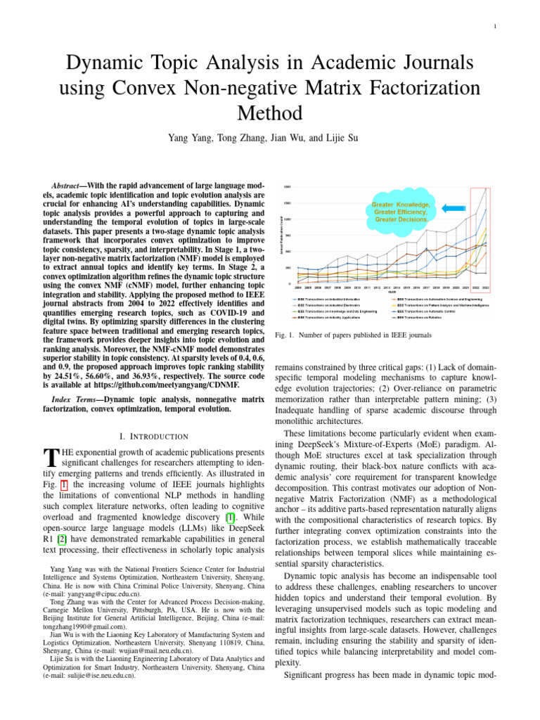 Dynamic Topic Analysis in Academic Journals Using Convex Non Negative Matrix Factorization ...