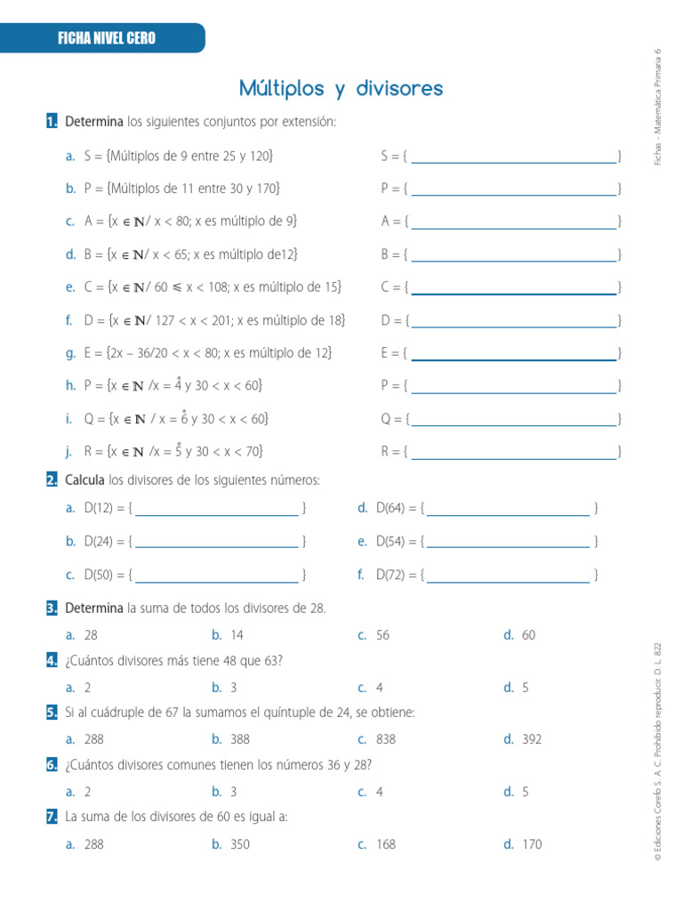 F0 - Múltiplos y Divisores | PDF