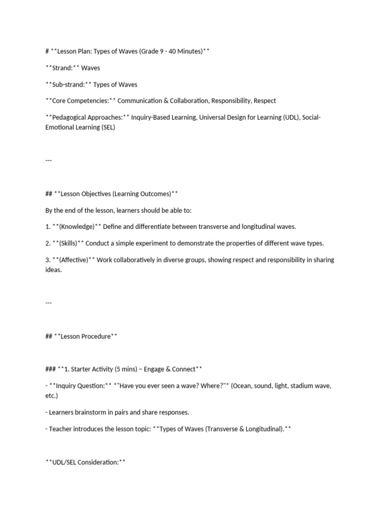 Lesson Plan - Ty-WPS Office | PDF | Inquiry Based Learning | Waves