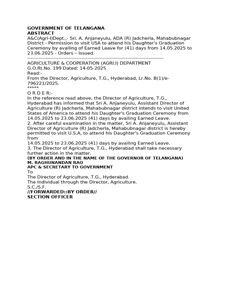 Permission for U.S. Graduation Leave | PDF