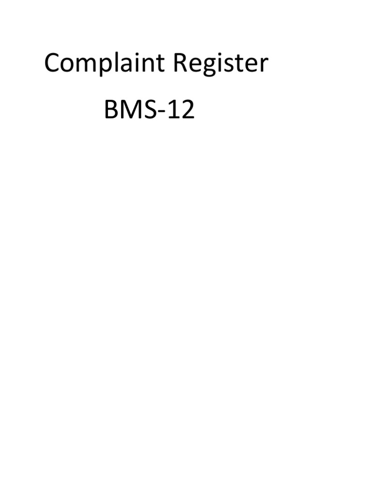 Complaint Register | PDF