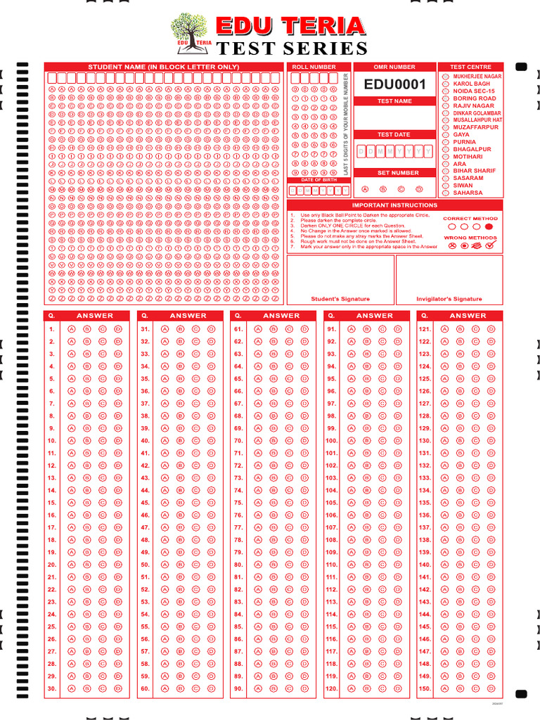 Omr Sheet 150 Question-2 | PDF