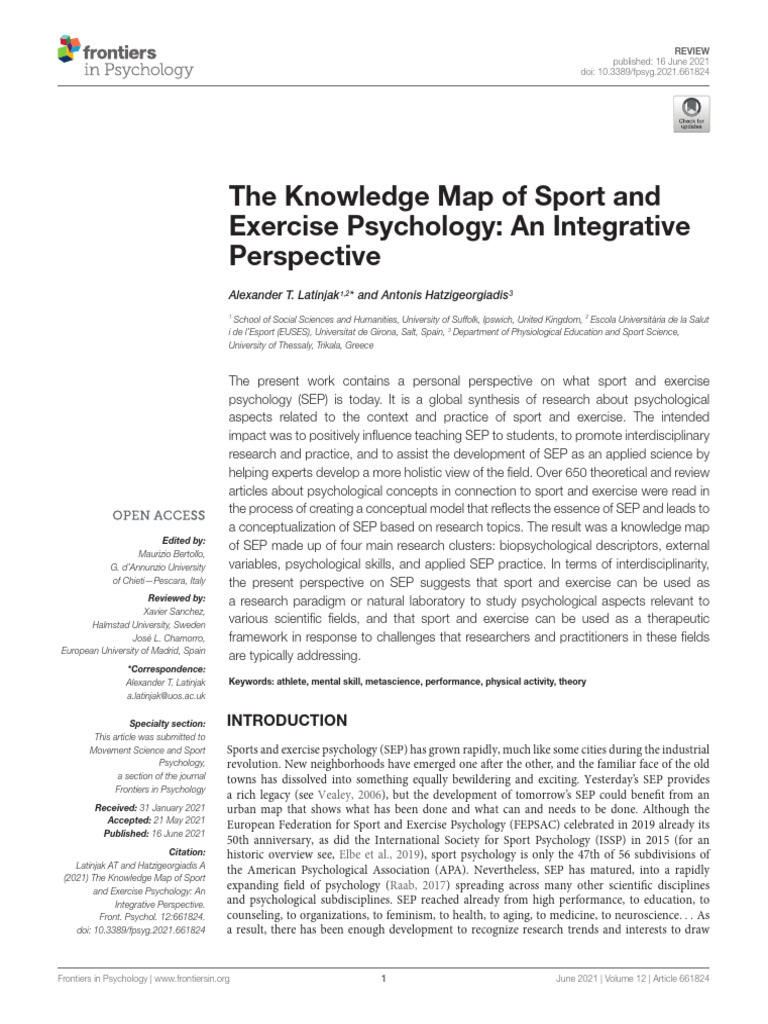 Knowledge Map of Sport Psychology | PDF | Psychology | Behavioral ...