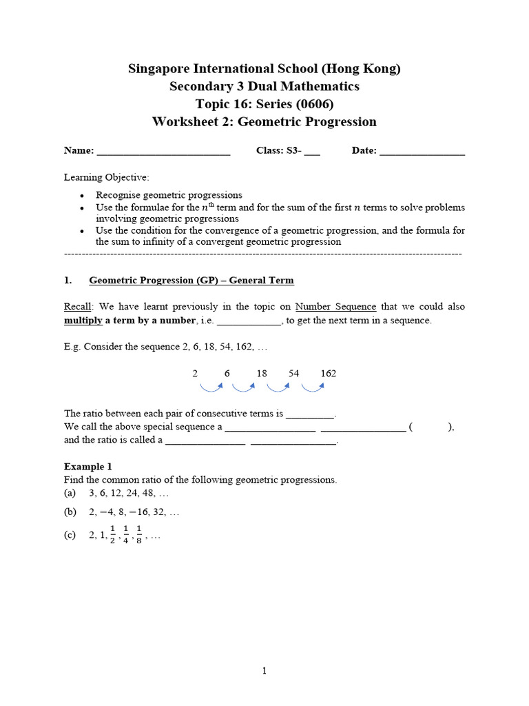 Math Series Worksheet 2 | PDF | Sequence | Elementary Mathematics