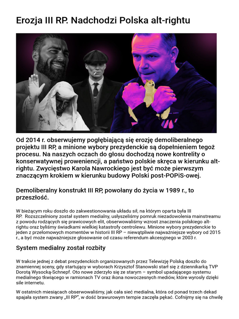 Erozja III RP. Nadchodzi Polska Alt-rightu | PDF