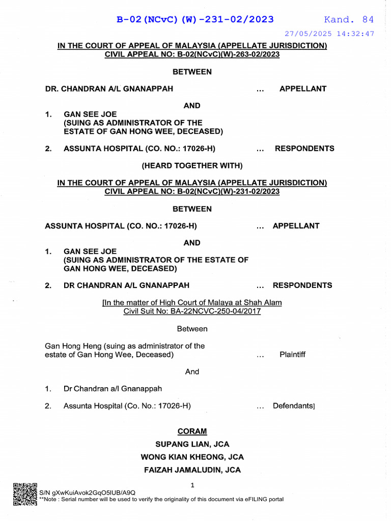 Alasan Penghakiman Terpinda - DR Chandaran V Gan See Joe & Ors +@001 | PDF