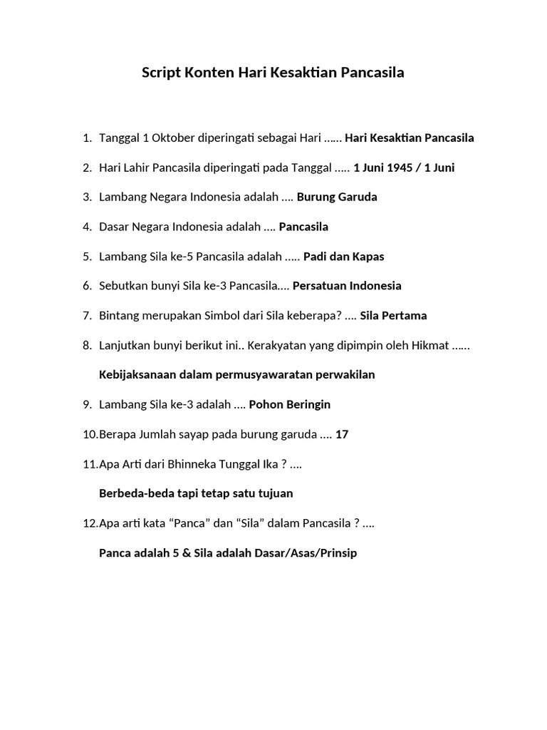 Script Konten Hari Kesaktian Pancasila | PDF