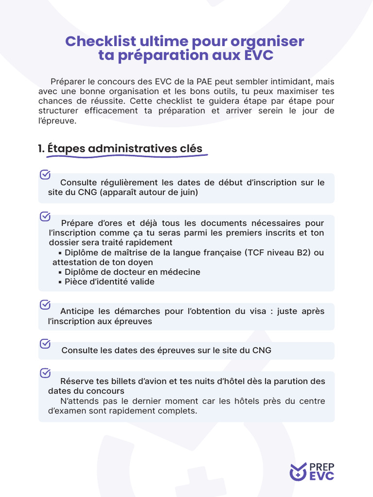 Check List Preparation EVC | PDF