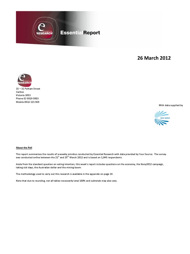 Essential Report 120326 | PDF | Economies | Science