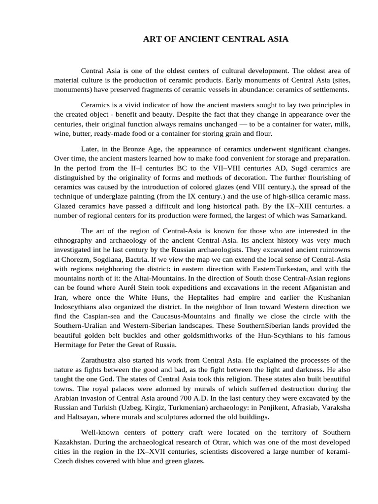 Art of Ancient Central Asia | PDF